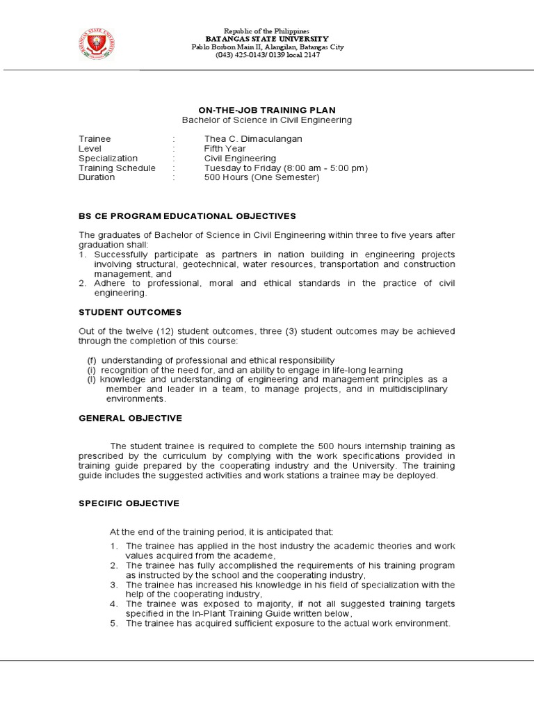 THEA Training Plan | PDF | Engineering | Civil Engineering