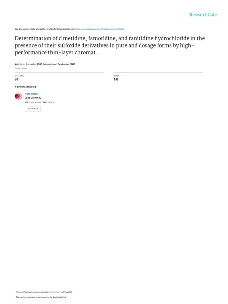 Determination of Cimetidine Famotidine and Ranitid PDF | PDF | Science ...