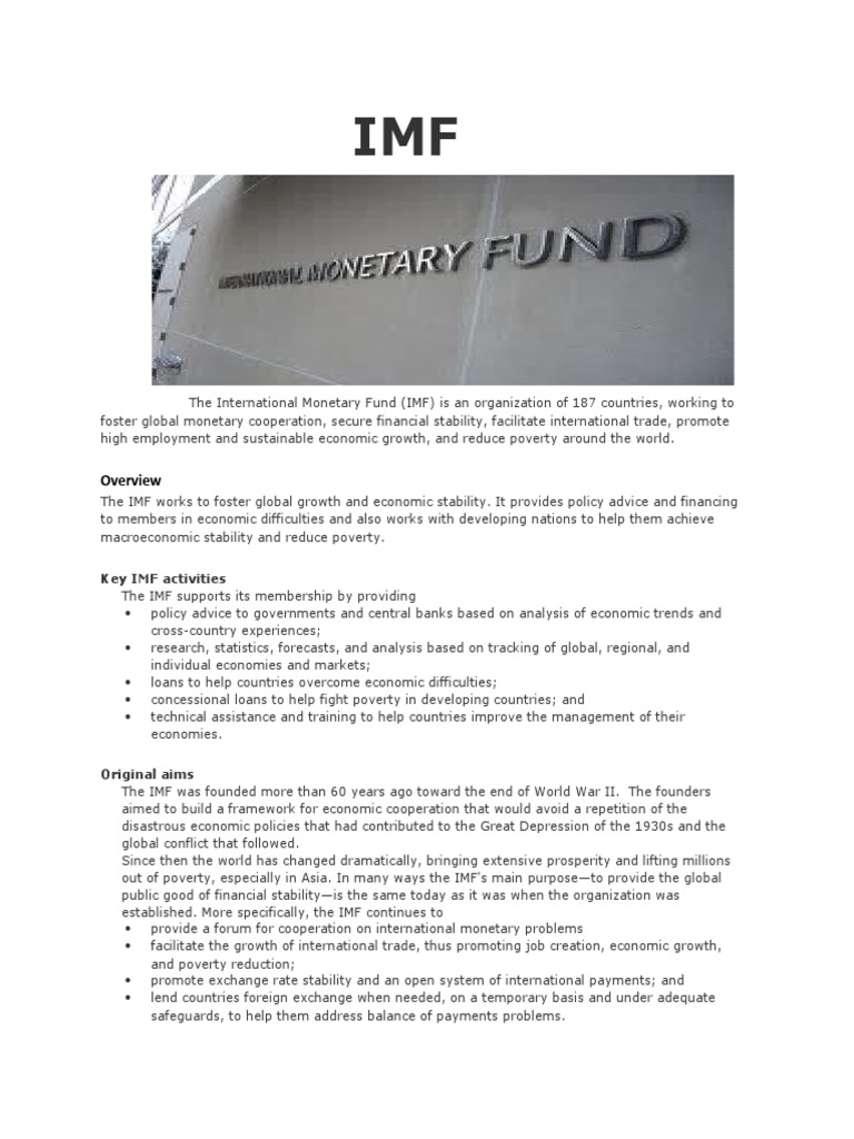 The International Monetary Fund: Promoting Global Economic Stability ...