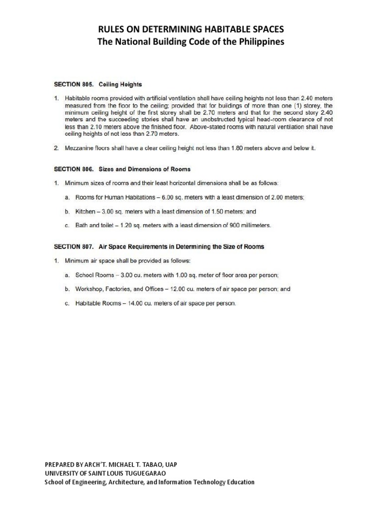 Rules On Determining Habitable Spaces The National Building Code of The ...