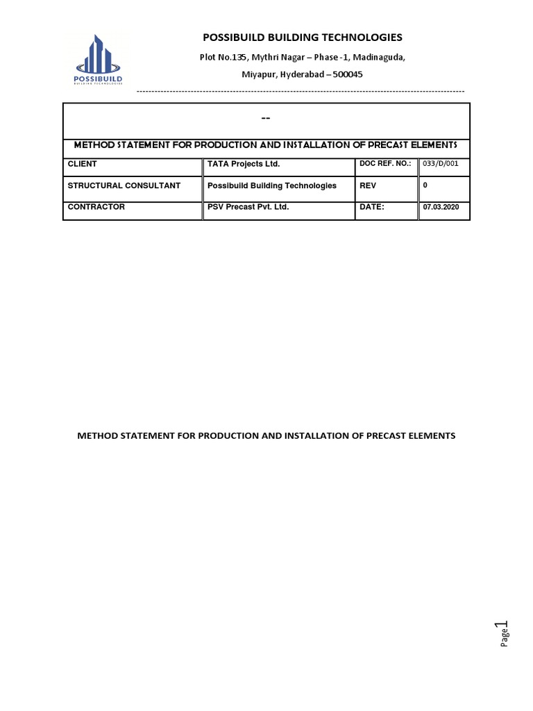 Precast Wall Production and Installation Methodology | PDF | Precast ...