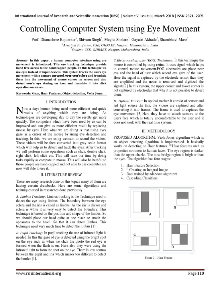 Controlling Computer System Using Eye Movement | PDF | Rgb Color Model ...