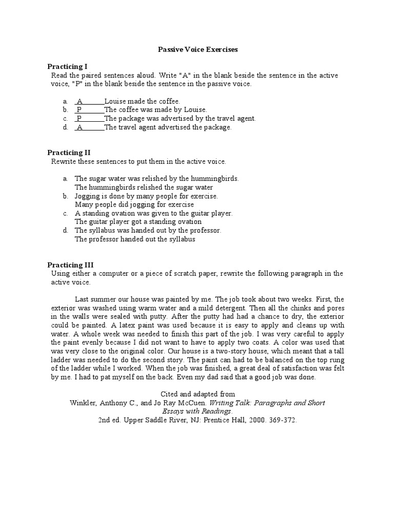 Passive Voice Practice Exercises | PDF | Paint | Nature