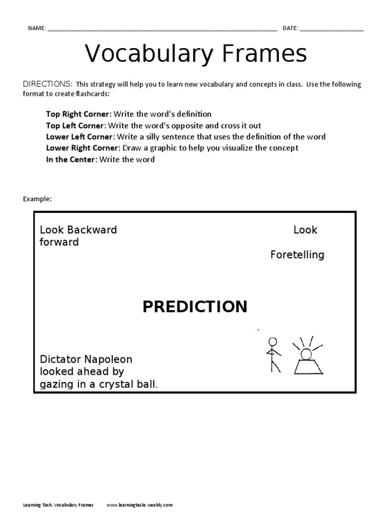Vocab 11 Vocabulary Frames | PDF