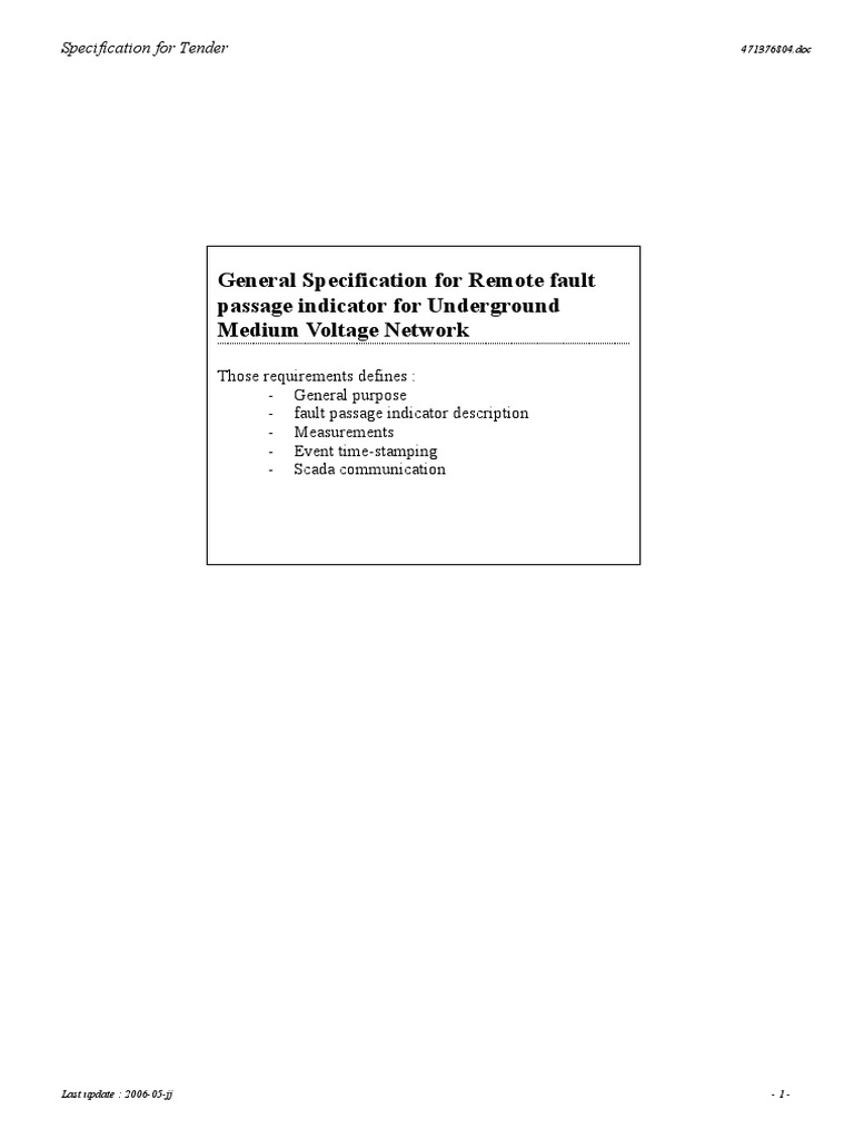 Remote Fault Indicator MVLV Substation Spec en | PDF | Electrical ...