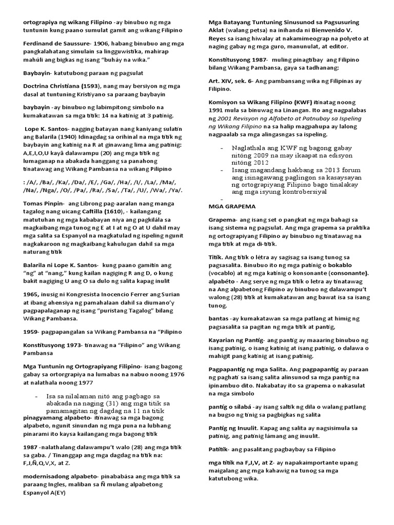 Ortograpiya NG Wikang Filipino | PDF