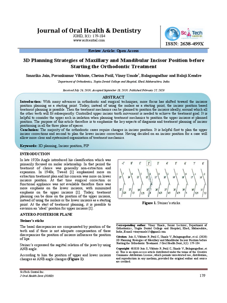 Journal of Oral Health & Dentistry | PDF | Orthodontics | Tooth