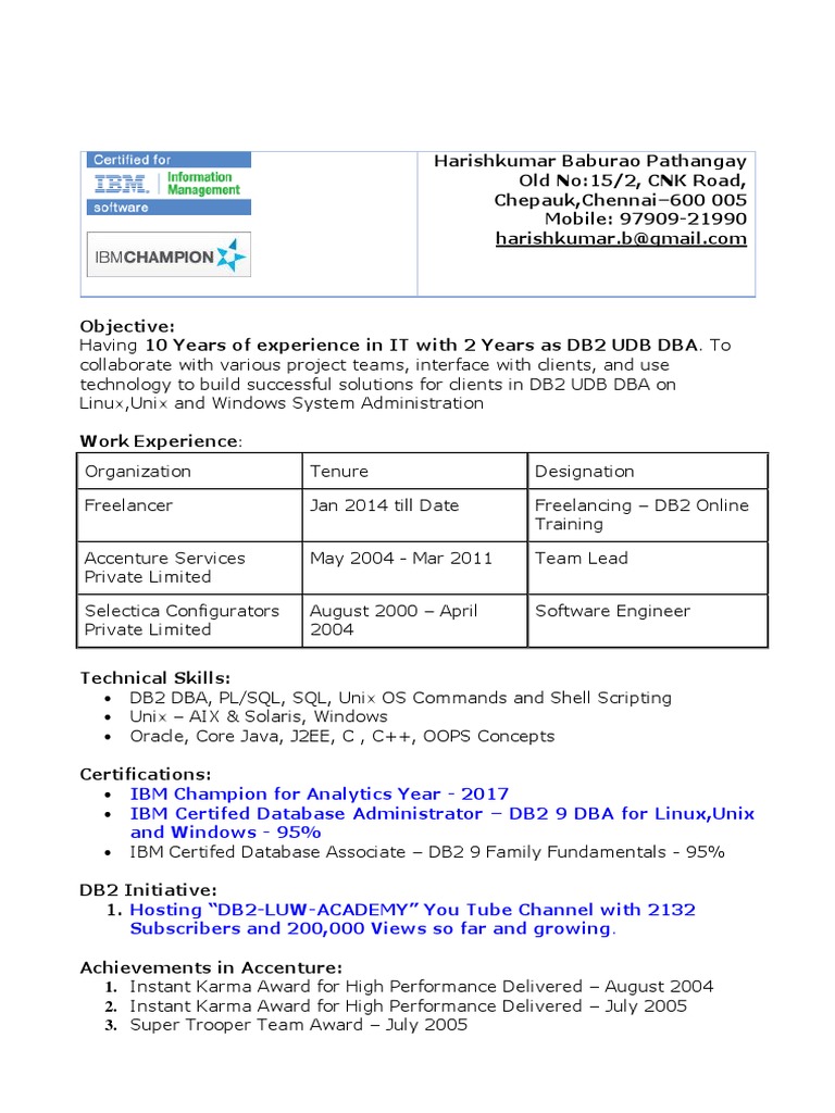 Resume DB2 FL OD PDF | PDF | Java Server Pages | Databases