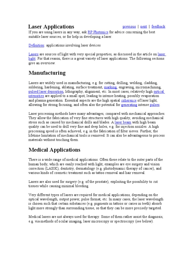 Laser Applications Pdf Laser Microscopy