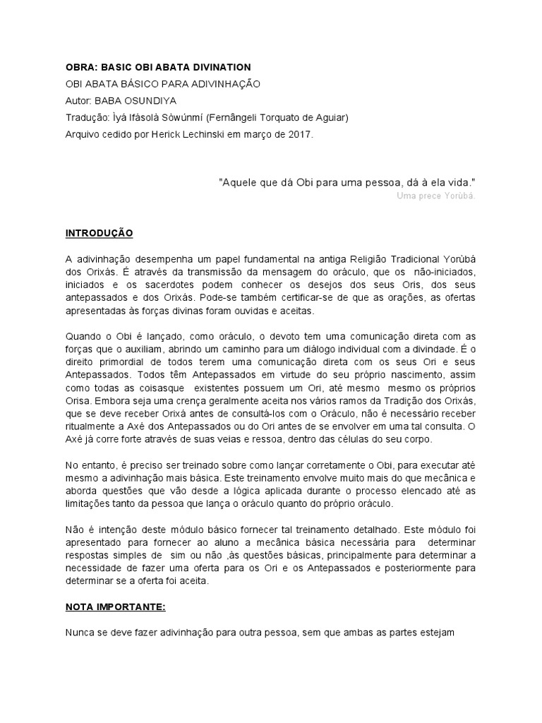 OBI ABATA - Ifasola Wonmi PDF | PDF | Oráculo | Humano