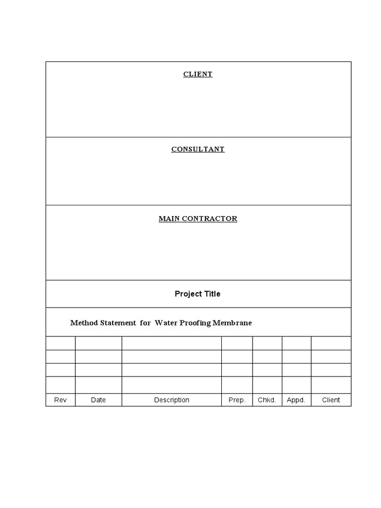 Method Statement for Waterproofing Membrane | PDF | Personal Protective ...
