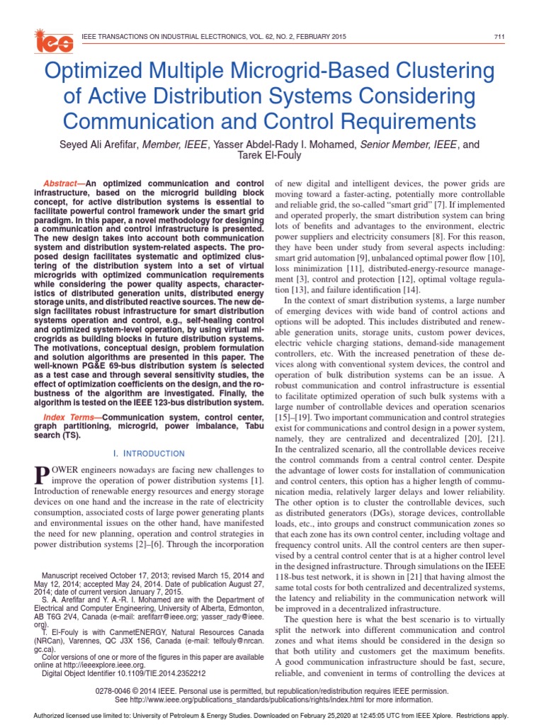 Optimized Multiple Microgrid-Based Clustering of Active Distribution Systems Considering ...
