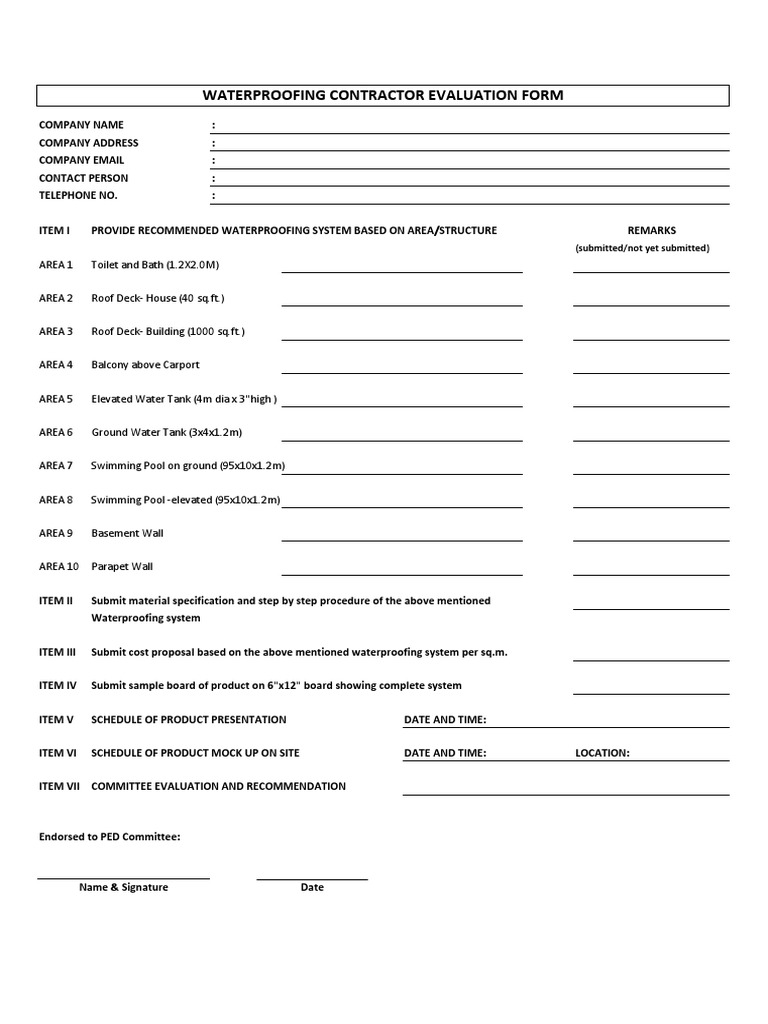 Waterproofing Accreditation Checklist