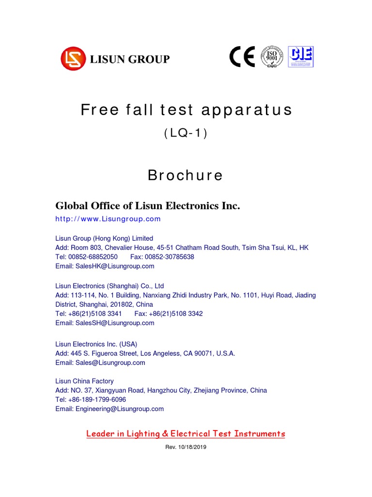 Free Fall Test Apparatus | PDF