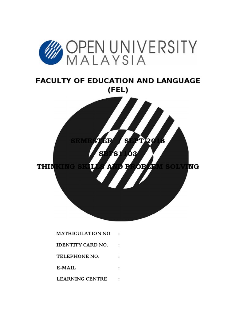 SBFS1103 - Thinking Skills and Problem Solving | PDF | Critical ...
