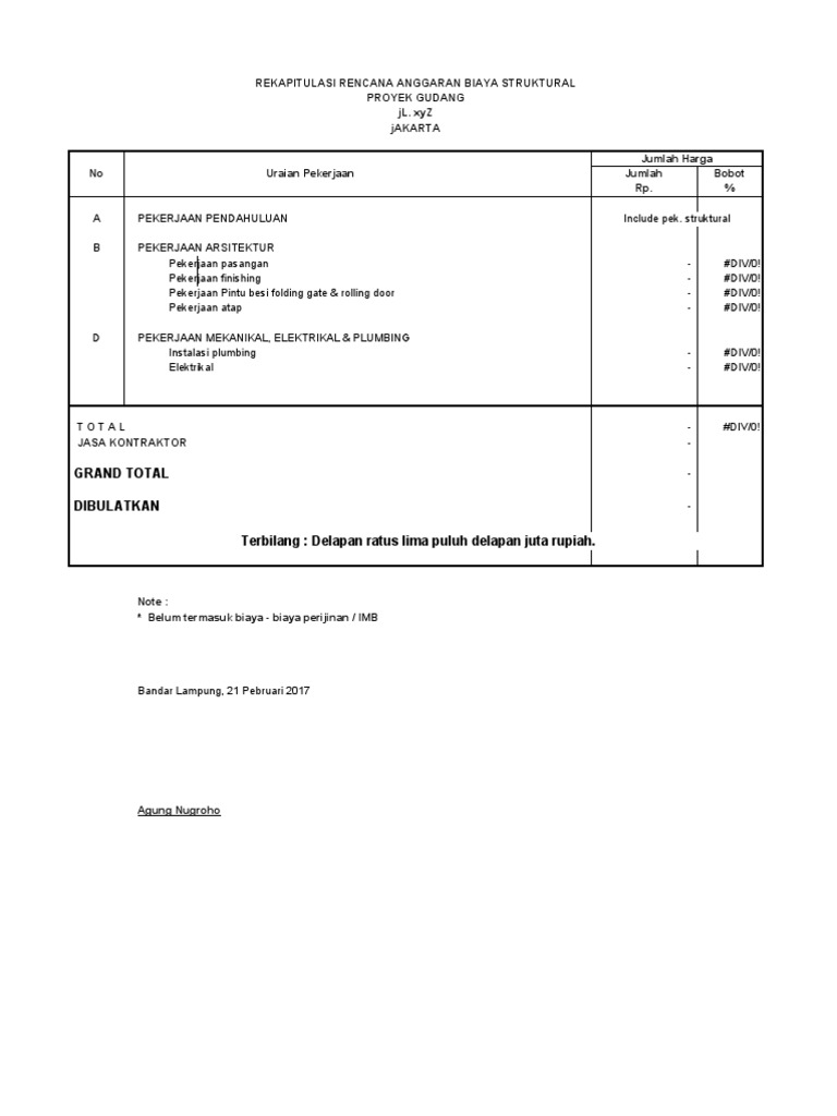 Contoh BQ Bangunan | PDF