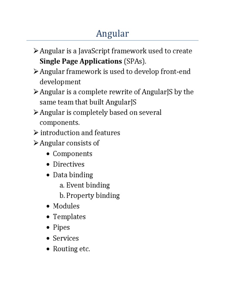 Angular Single Page Applications Spas Pdf Angular Js Web Application