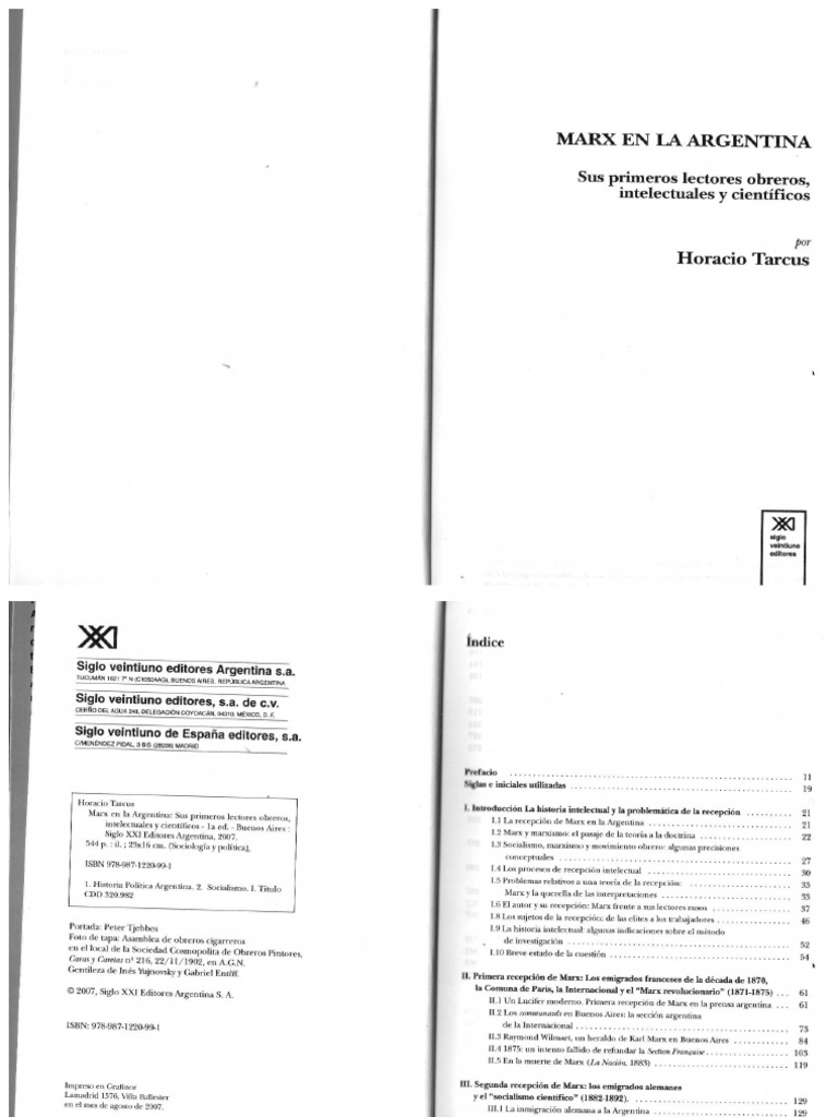 Horacio Tarcus - Marxen Argentina (Parte 1) PDF | PDF