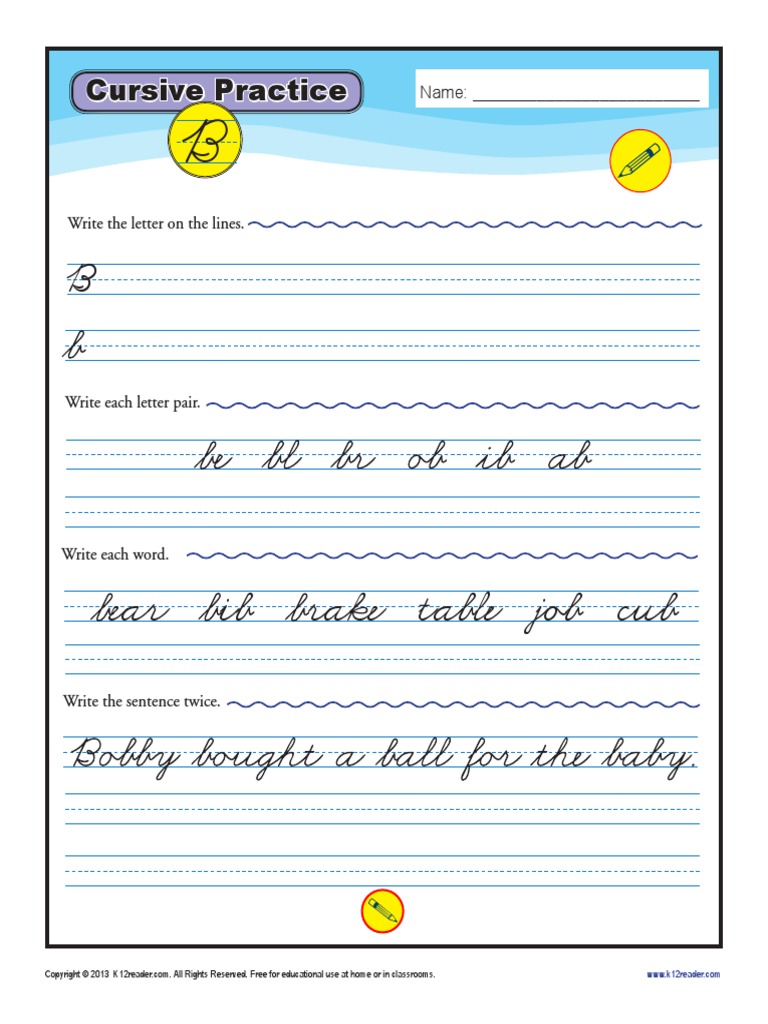 Cursive Practice Page B | PDF | Language Arts & Discipline