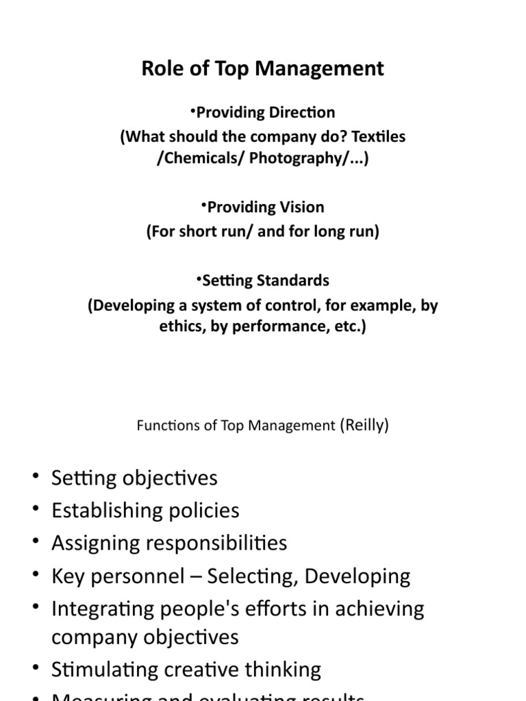 Top Management Roles & Strategies | PDF | Goal | Business