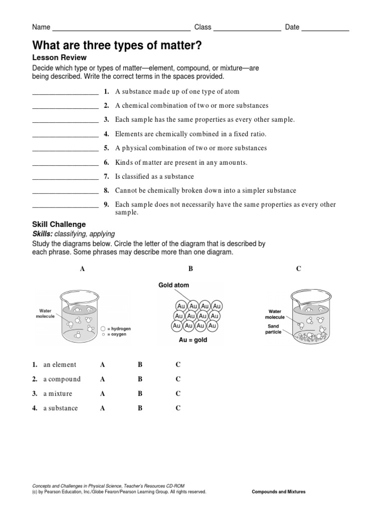 What Are Three Types of Matter?: Lesson Review | PDF