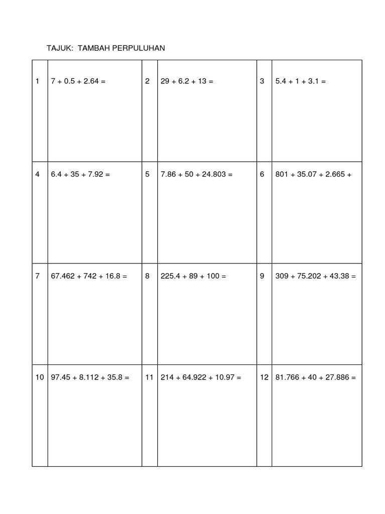 Latihan Perpuluhan PDF | PDF