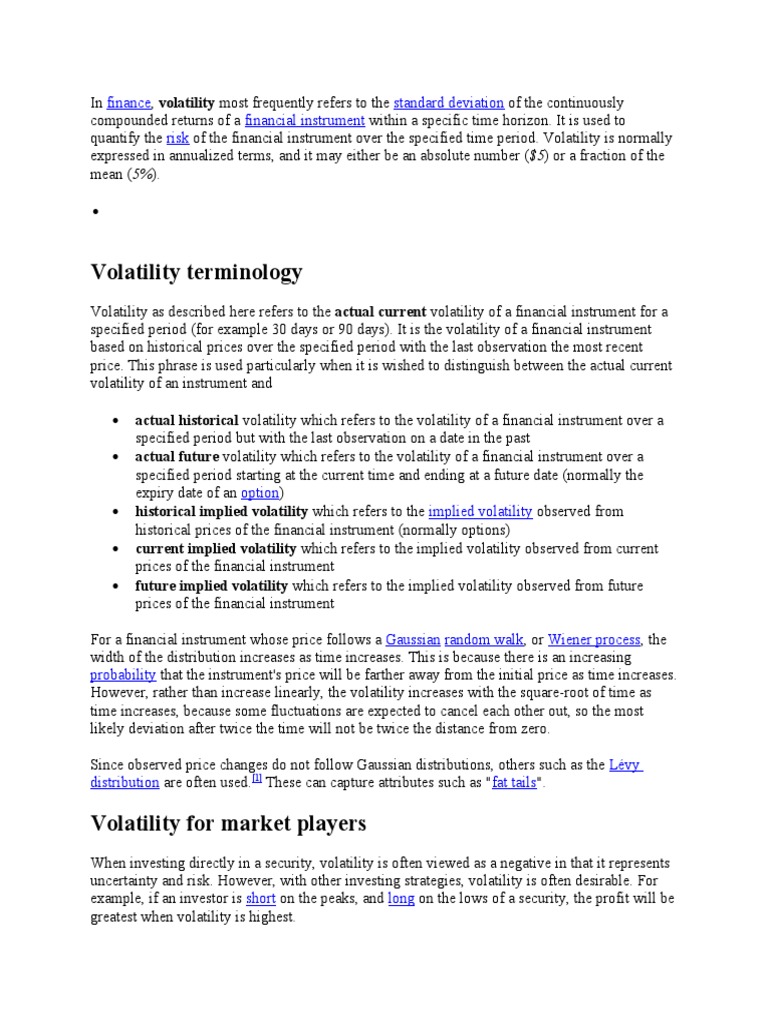 Volatility Terminology: Finance Standard Deviation Financial Instrument ...