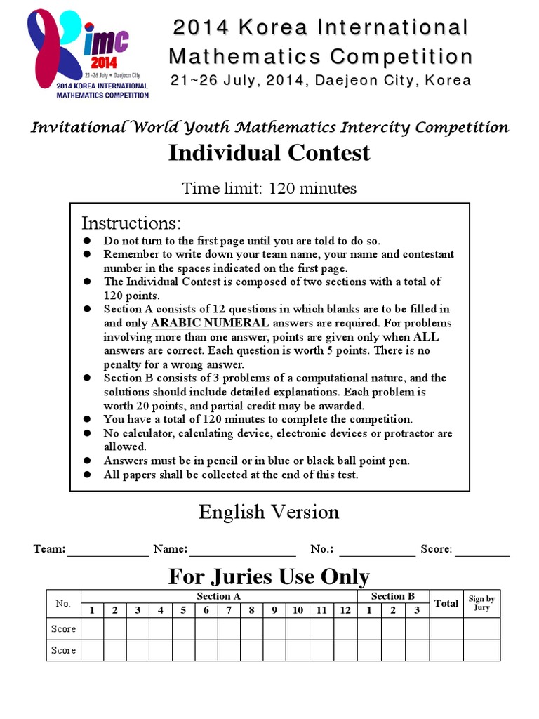 Individual IMC 2014 PDF | PDF | Triangle | Mathematical Objects