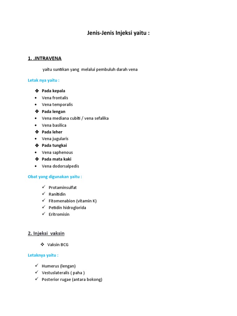 Jenis-Jenis Injeksi | PDF