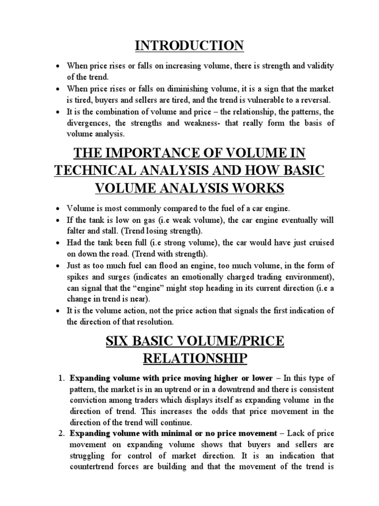 Importance of Volume in Technical Analysis | PDF | Prices | Market ...