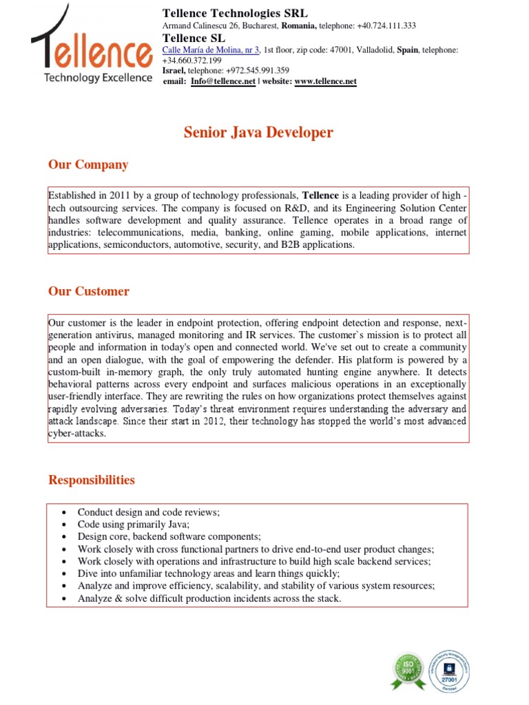 Senior Java Developer | PDF | Antivirus Software | Databases