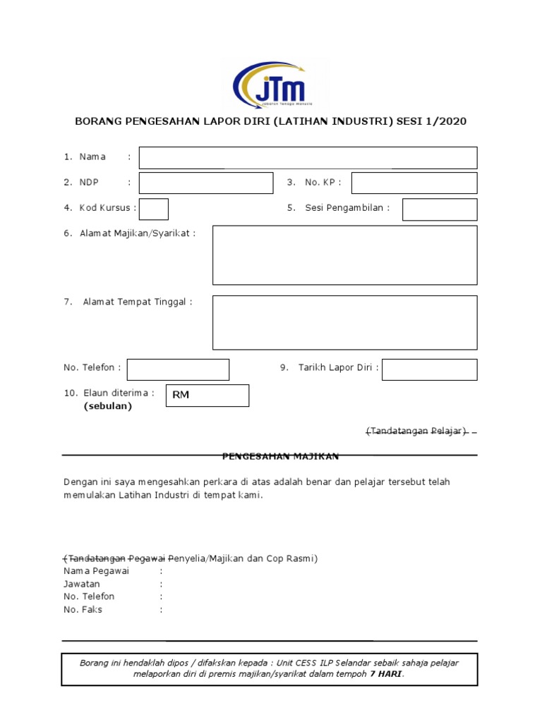 Borang Pengesahan Lapor Diri | PDF