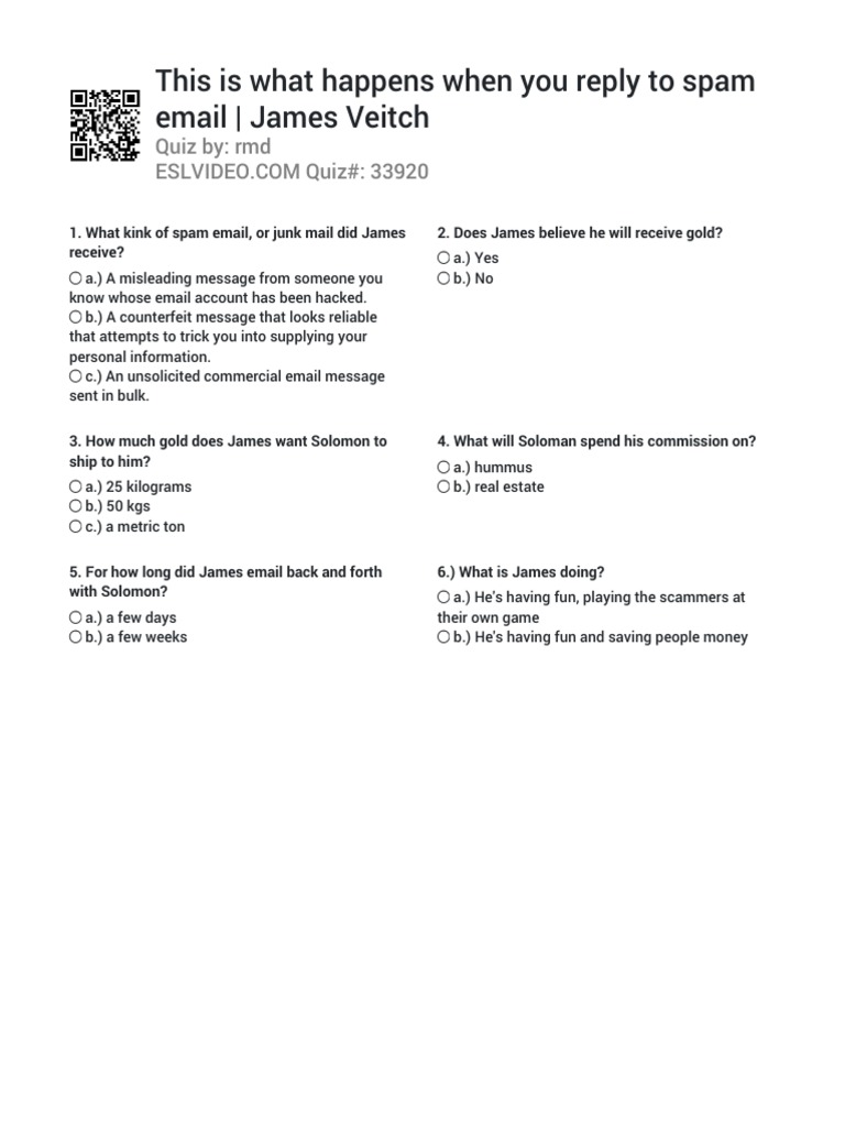 This Is What Happens When You Reply To Spam Email - James Veitch | PDF ...