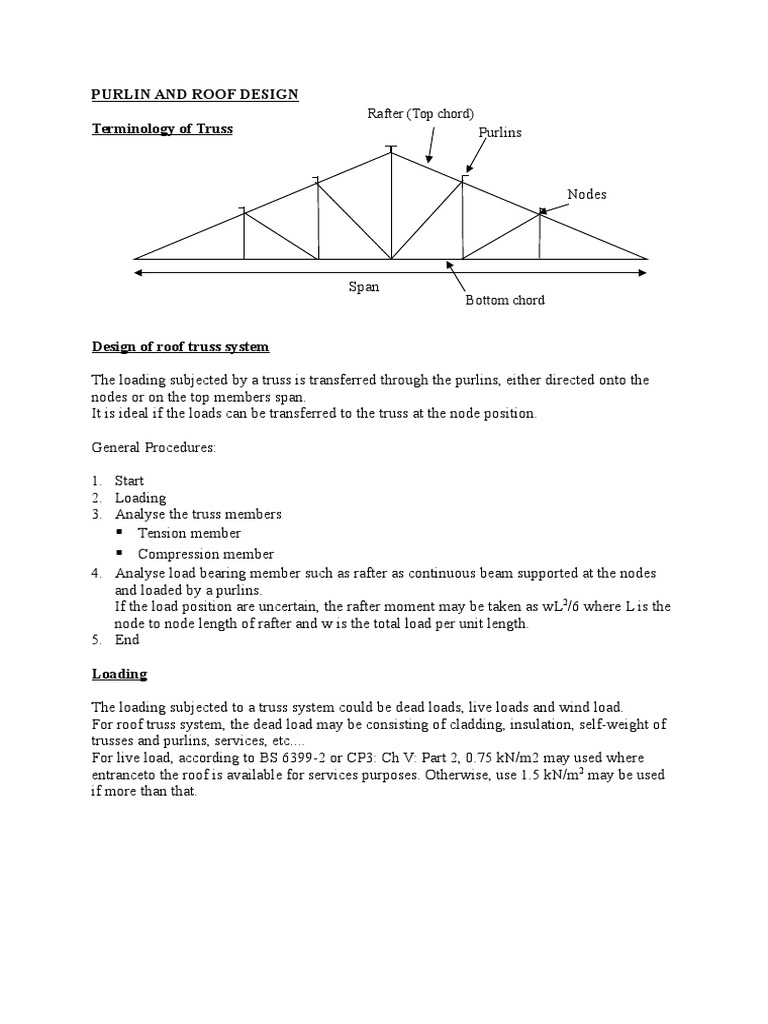 Roof Truss and Purlin Design Guide | PDF | Truss | Civil Engineering
