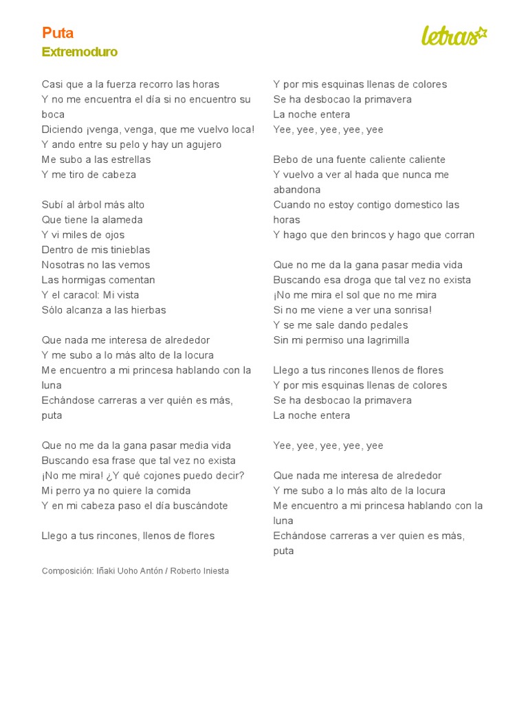 PUTA - Extremoduro (Impresión) | PDF | Poesía