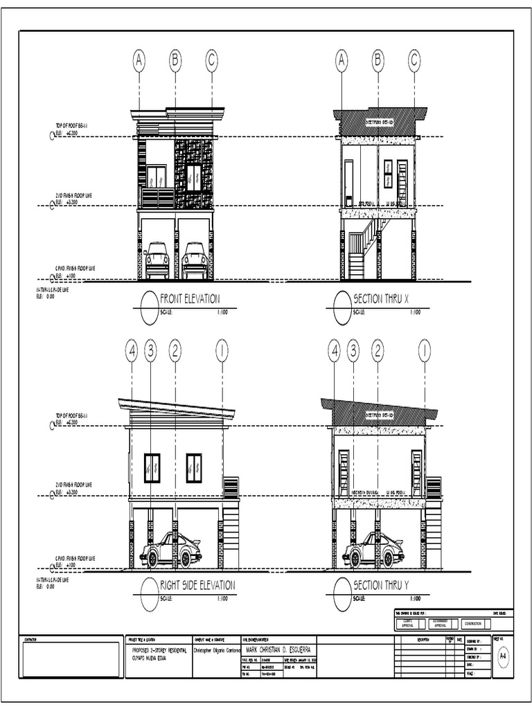 A B C A B C: Front Elevation Section Thru X | PDF