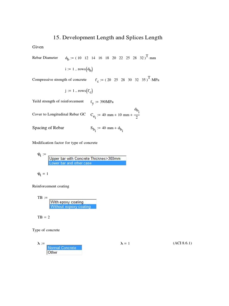 Development Length and Splices Length | PDF | Architectural Elements ...