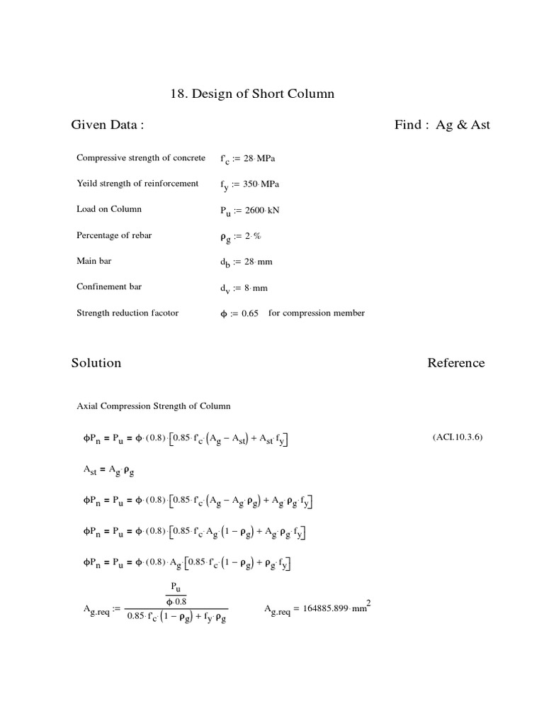 Design of Short Column | PDF | Solid Mechanics | Horticulture And Gardening