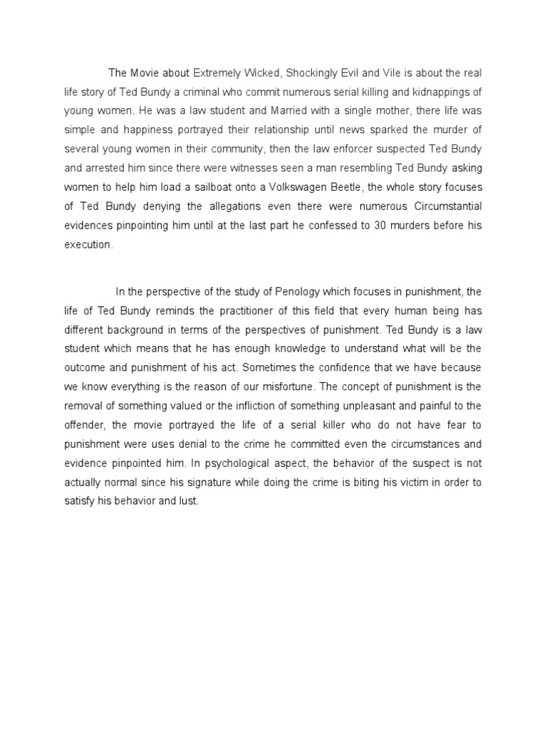 Reflection Paper Ted Bundy2 | PDF | Mystery, Thriller & Crime Fiction