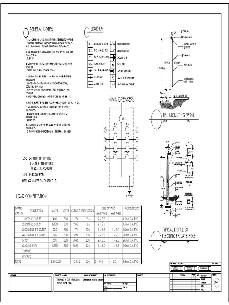 General Notes Legend:: Main Breaker | PDF | Electrical Wiring | Electricity
