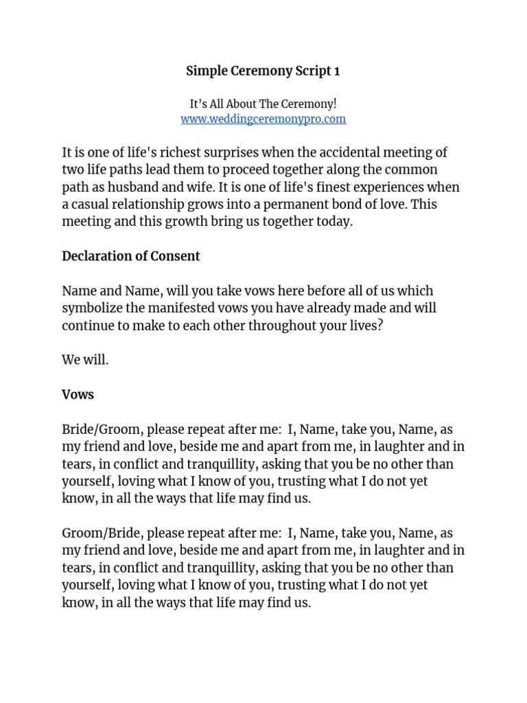 Simple Ceremony Script 1: It's All About The Ceremony! | PDF | Social ...