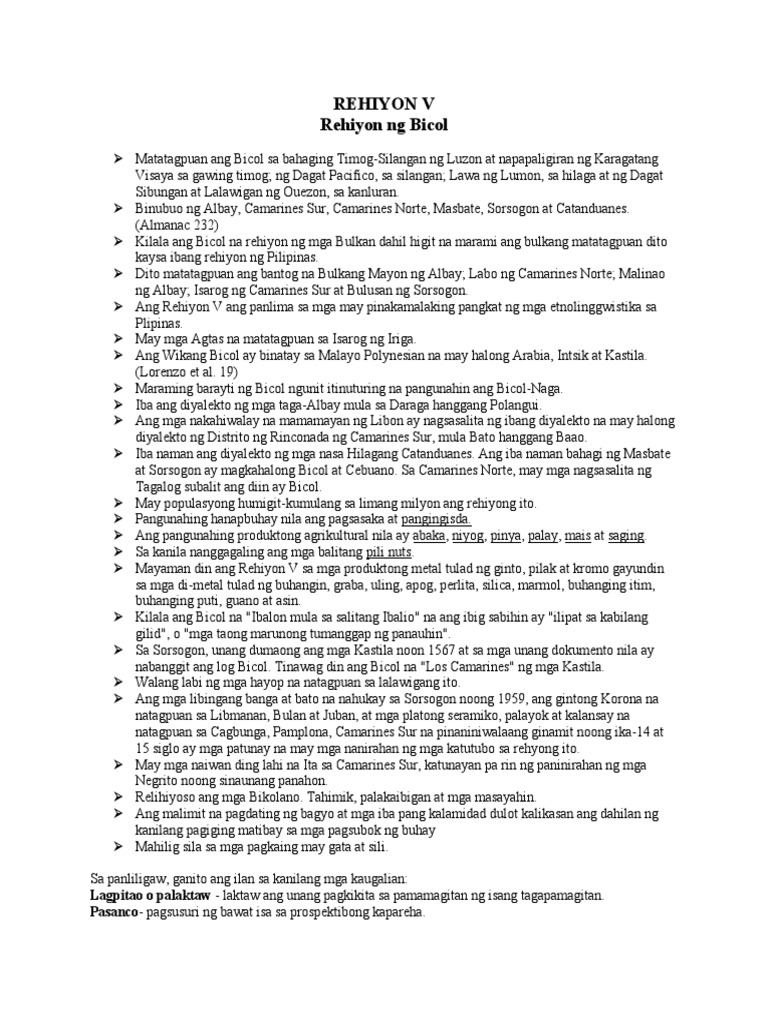 REHIYON V Handouts | PDF