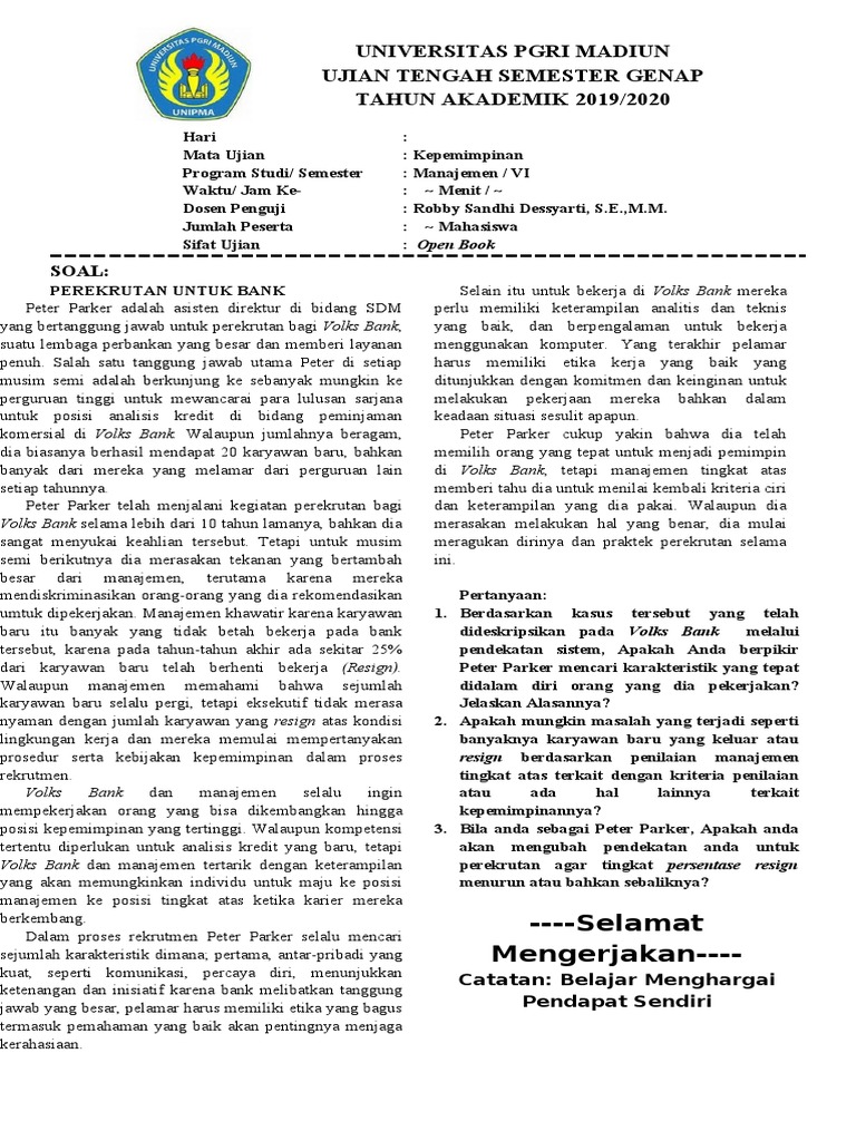 Jawab UTS Kepemimpinan | PDF