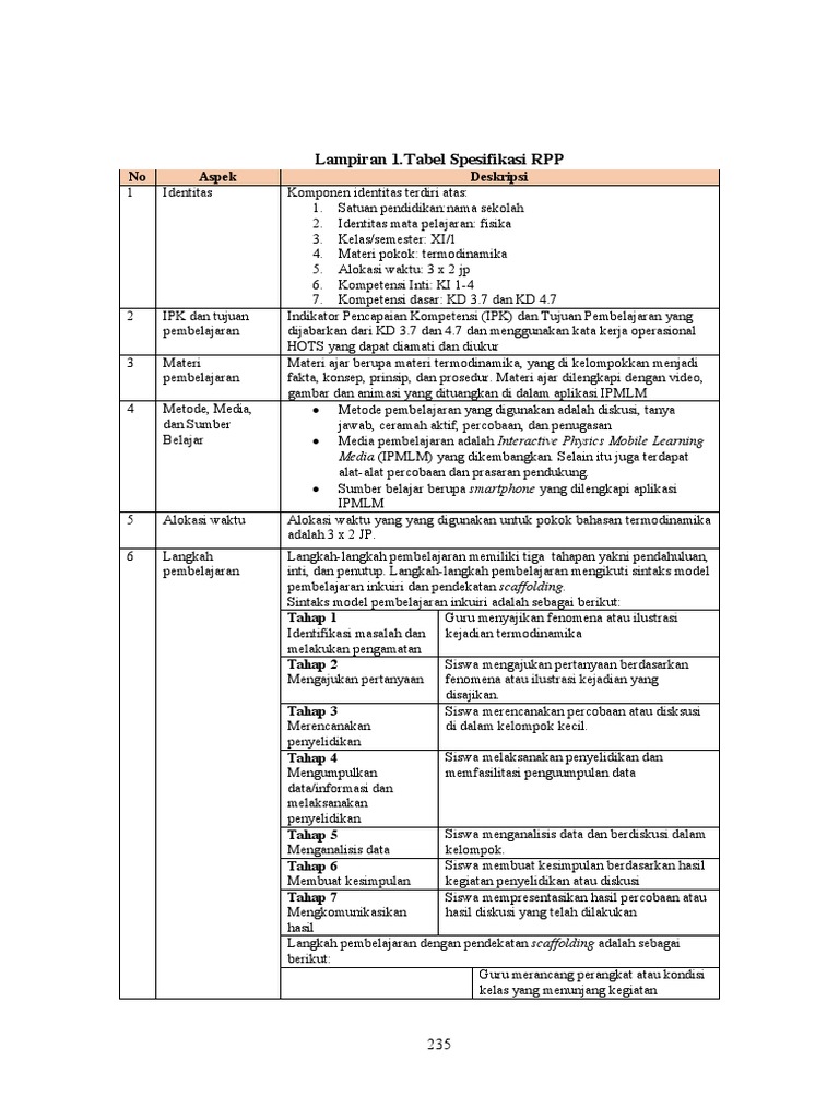 RPP Termodinamika Kelas XI Fisika | PDF | Karier & Perkembangan