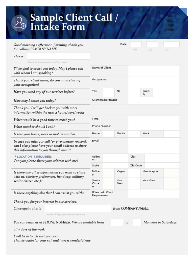15 Client Phone Intake | PDF | Communication | Telecommunications