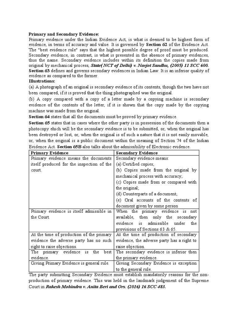 Primary vs Secondary Evidence Explained | PDF | Evidence | Virtue