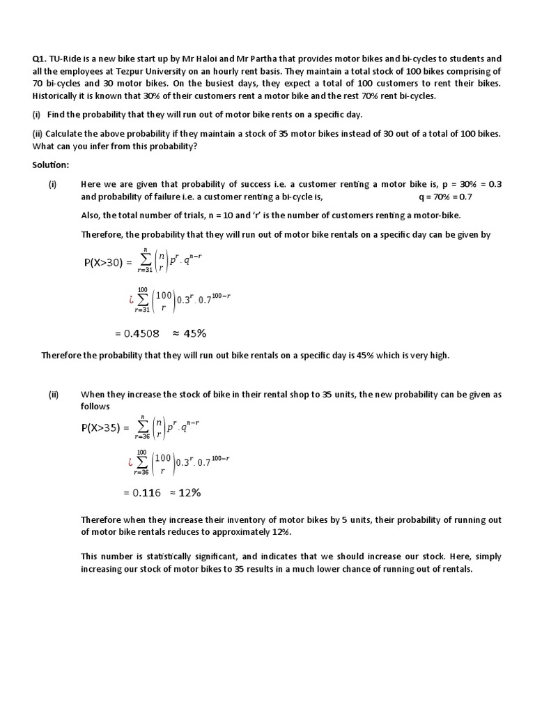 QT Assignment Final | PDF | Retail | Poisson Distribution