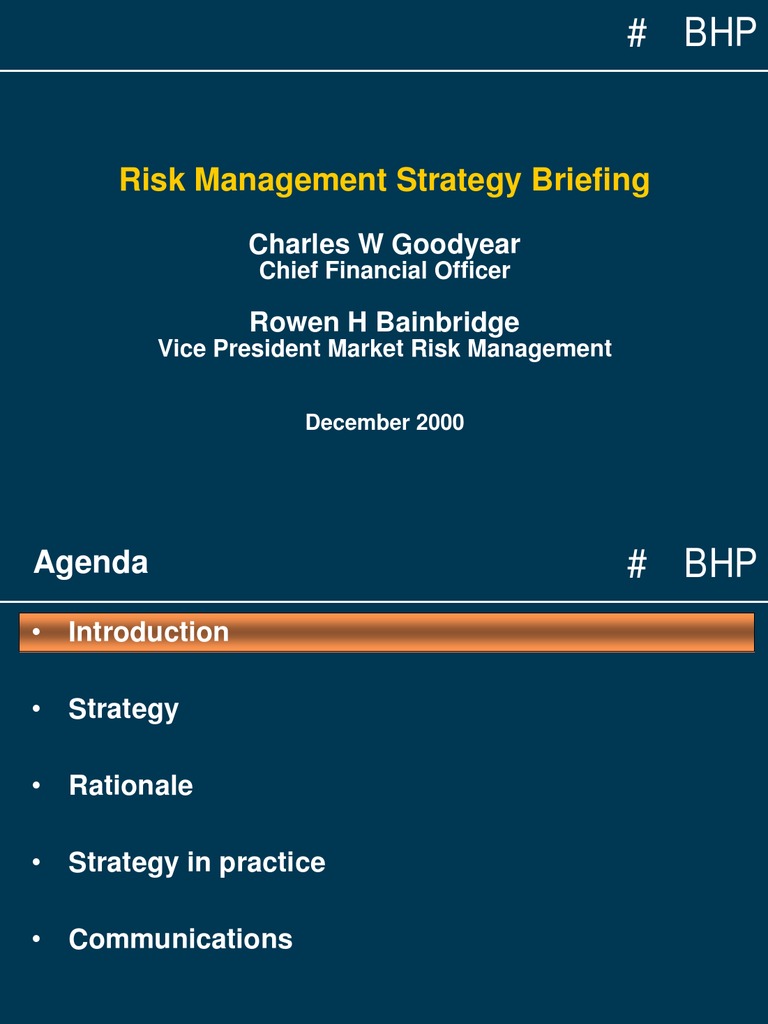 BHP - Enterprise Risk Management | PDF | Hedge (Finance) | Value At Risk