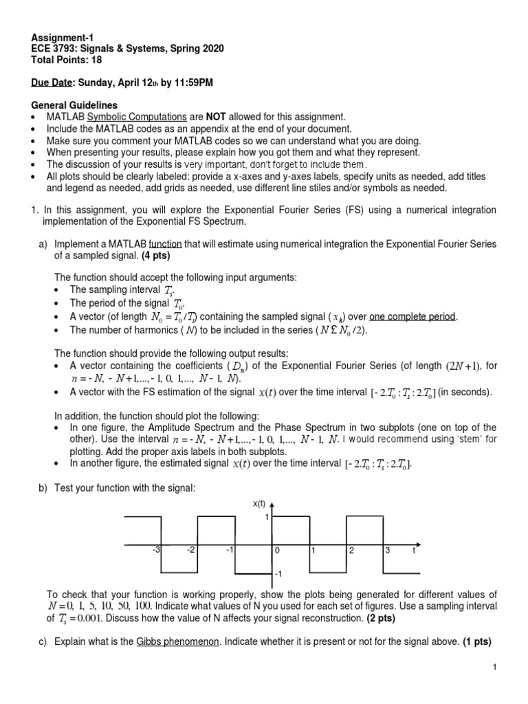 Characterization of Signals Using Numerical Estimation of the Exponential Fourier Series | PDF ...