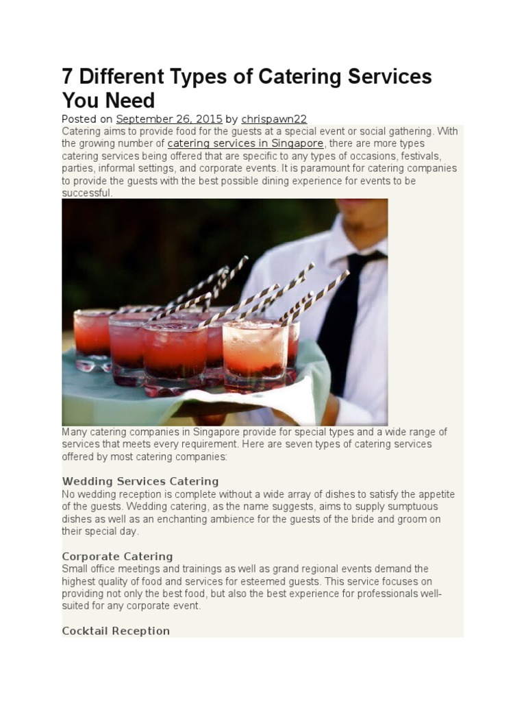 7 Different Types of Catering Services You Need | PDF | Foods | Restaurants
